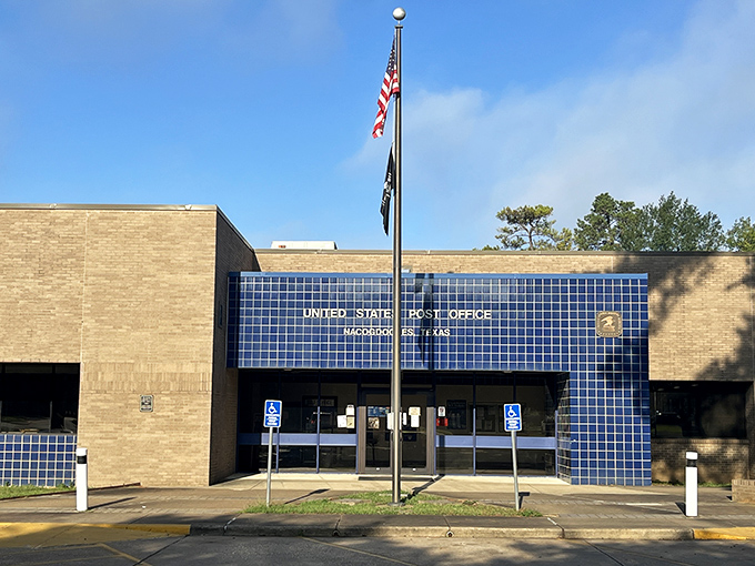 Even the post office in Nacogdoches has character. Those blue tiles are more memorable than any email notification you'll ever receive.