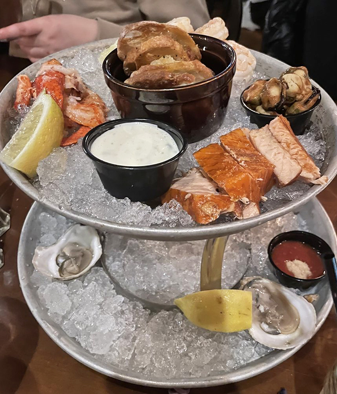 The seafood tower isn't just a meal&mdash;it's an edible skyline of ocean treasures that demands to be photographed.