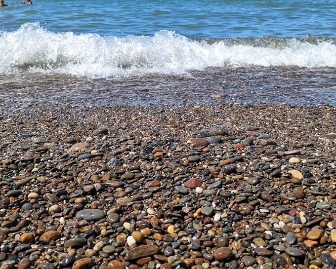 Lake Erie's shoreline offers a masterclass in stone arrangement &ndash; nature's most soothing mosaic with waves providing the soundtrack.
