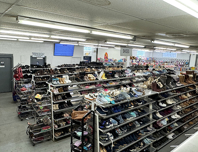 Shoe paradise where footwear fantasies come true&mdash;from barely-worn sneakers to dress shoes just waiting for their next wedding or job interview.