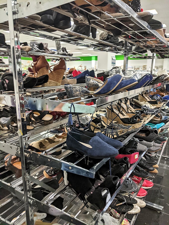 The shoe department: where designer labels and everyday brands coexist in harmony, all waiting for their Cinderella moment.