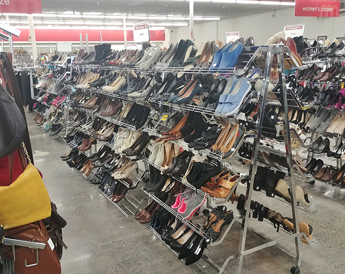 A shoe lover's dream or nightmare? Either way, this footwear metropolis offers everything from practical flats to "how-did-anyone-ever-walk-in-these" heels.