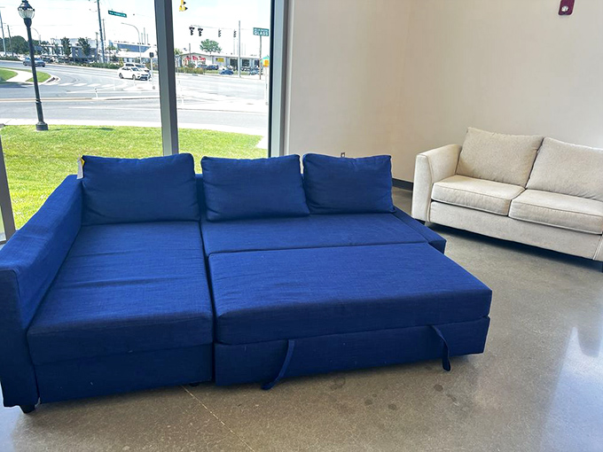 Test-drive your potential new couch in this furniture showroom where that perfect sectional costs less than dinner for two at a fancy restaurant.