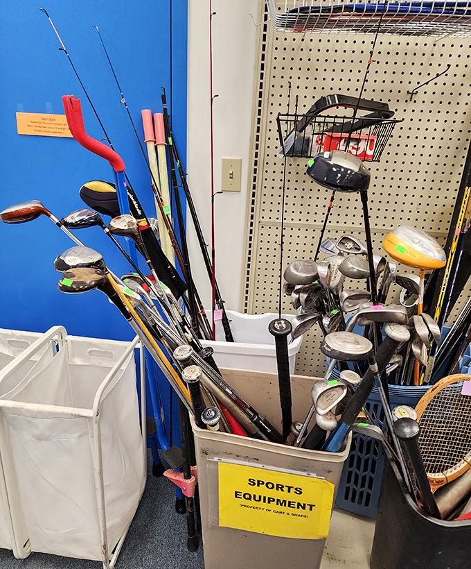 Golf clubs and fishing rods prove that someone's abandoned hobbies become another person's weekend passion project starter kit.