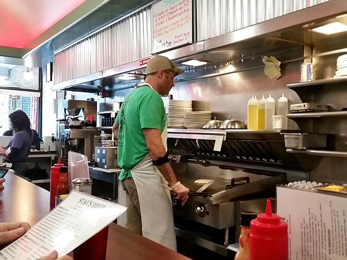 Where the magic happens&mdash;a glimpse into the kitchen where short-order cooking becomes an art form right before your hungry eyes.