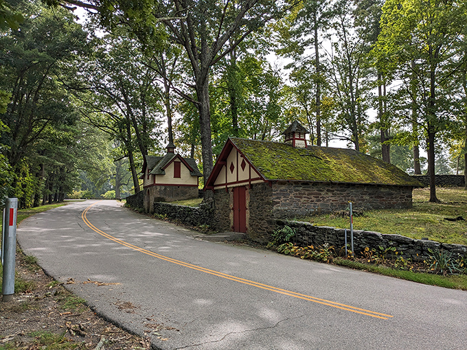 Storybook charm: The park's historic stone buildings look like they've been plucked straight from a fairy tale, complete with moss-covered roofs.