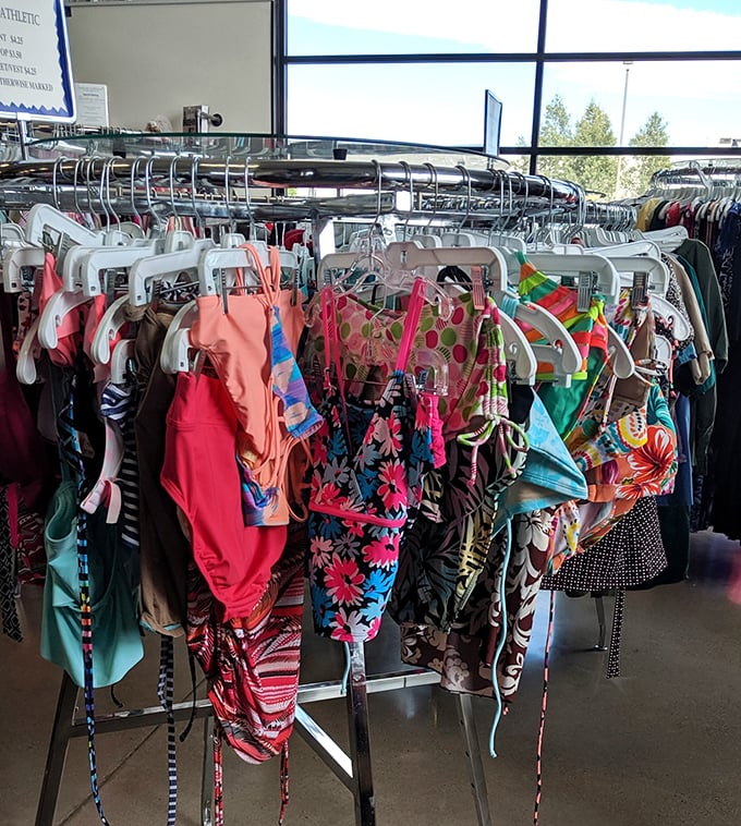 Summer's calling! This rainbow of swimwear proves beach-ready style doesn't require beach-ready prices, even in landlocked Wyoming.