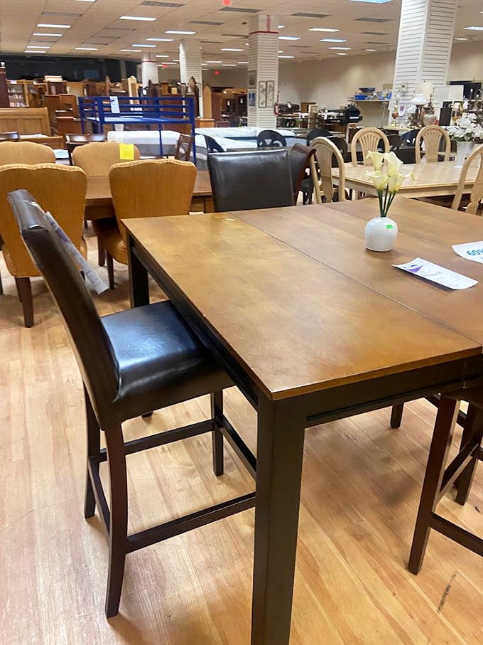 This dining set isn't just furniture; it's the future site of Thanksgiving arguments and birthday celebrations waiting to happen.