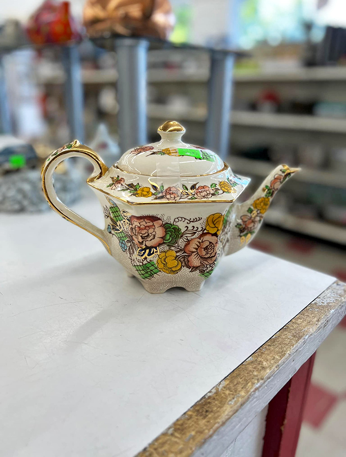 Delicate florals and gold accents make this vintage teapot a steal. Perfect for serving Earl Grey to friends who'll think you raided a British estate sale.