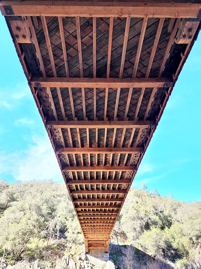 Look up from below and marvel at the geometric precision of hand-crafted beams &ndash; nineteenth-century engineering that Instagram filters can't improve upon.
