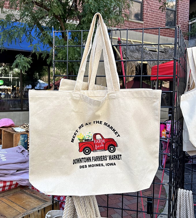 The official uniform of serious market shoppers. This canvas tote proudly announces your farm-to-table intentions while saving countless plastic bags.