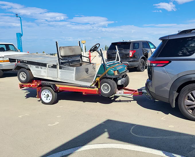 Golf cart meets utility trailer &ndash; the perfect chariot for groundskeepers or the neighbor who takes "helping everyone move" to professional levels.
