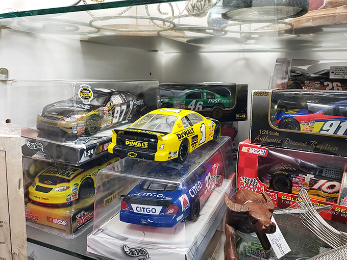NASCAR heaven in miniature form&mdash;die-cast collectibles that let racing enthusiasts bring home a piece of the speedway, perfectly preserved under plastic.