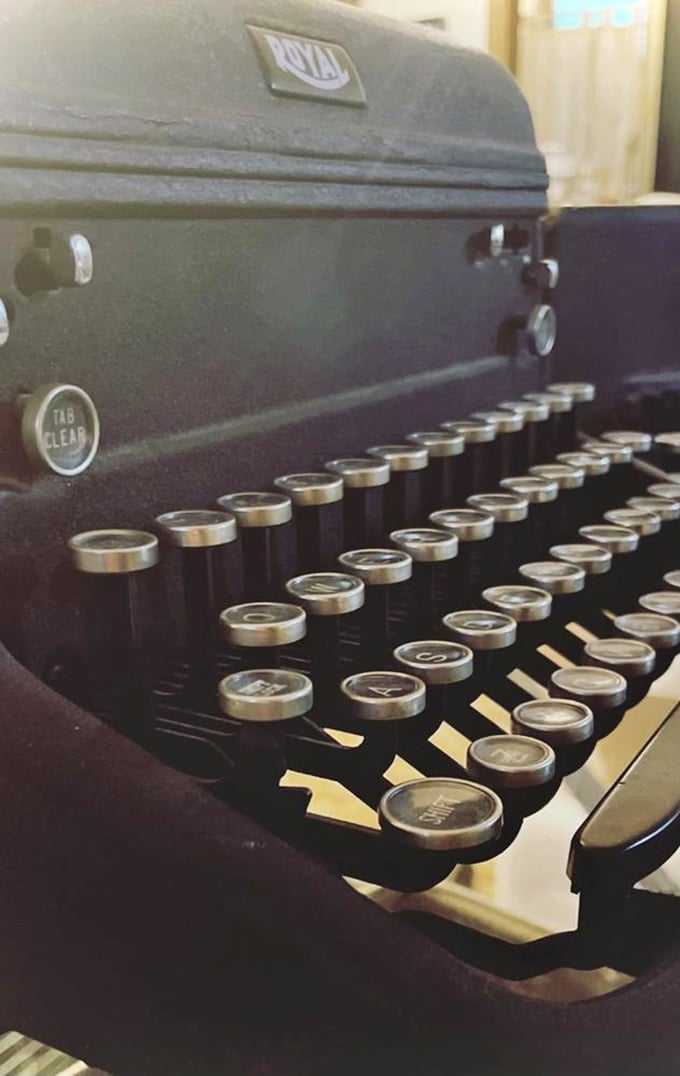 This Royal typewriter has probably written love letters, grocery lists, and maybe even the great Alaskan novel nobody's read yet.
