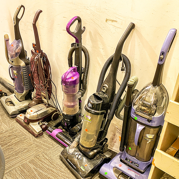 The vacuum lineup looks like a time capsule of cleaning technology—from "this one really sucks" to "this one really, really sucks."