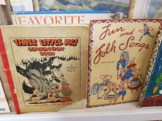 Childhood memories bound in fading covers. That "Three Little Pigs" illustration still has the power to make wolves seem terrifying and houses worth building properly.