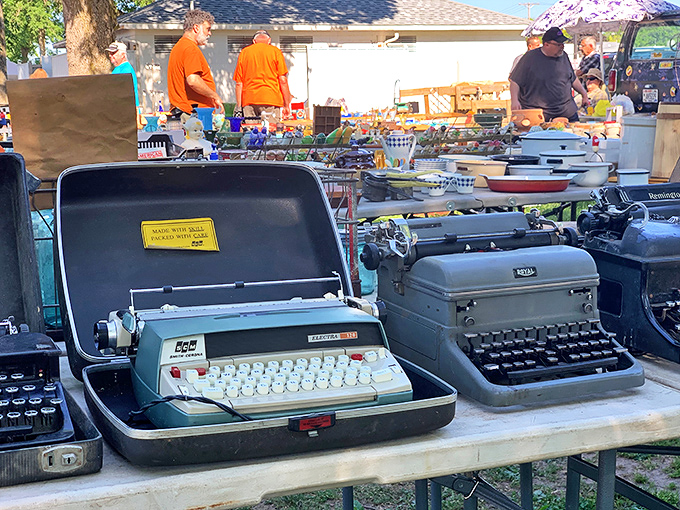 The clickety-clack time machines that once typed love letters and college essays. These mechanical marvels remind us when "delete" meant reaching for correction fluid.