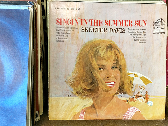 Vinyl treasures await the discerning music lover. Skeeter Davis's summer sunshine feels especially authentic when played on records scored for pocket change.
