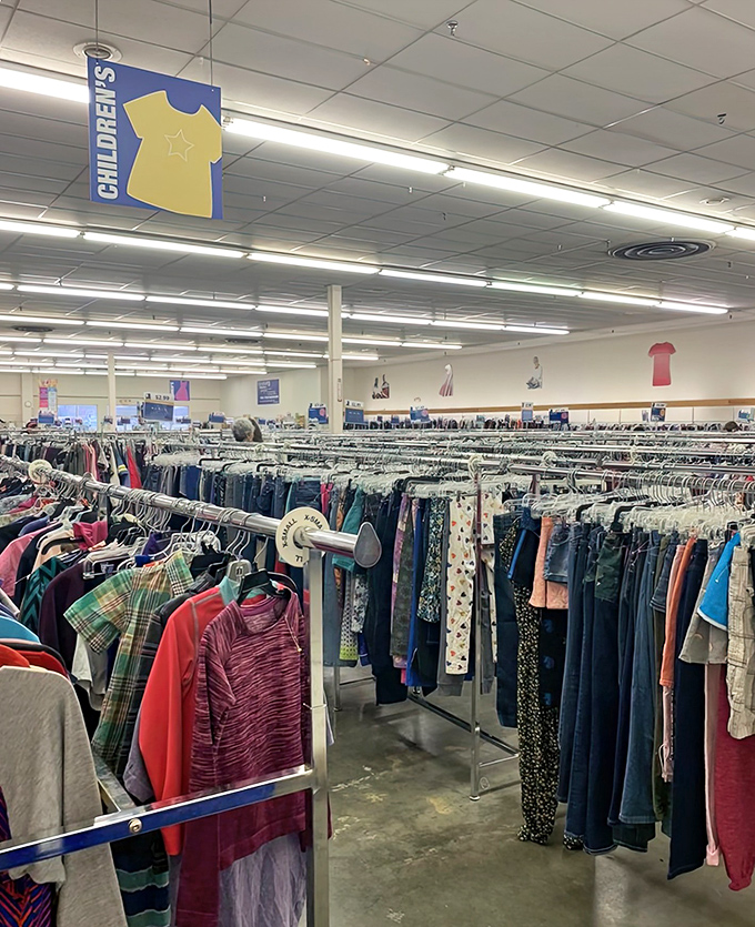A sea of children's clothing where parents can outfit growing kids without the growing pains in their wallet.