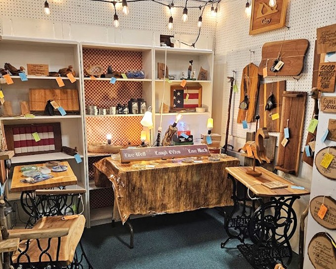 Repurposed sewing machine bases transformed into rustic tables&mdash;proof that yesterday's technology makes today's conversation pieces with a story to tell.