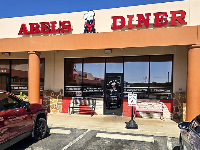 Abel's Diner's cheerful sign and cartoon chef seem to wink at you, promising chicken fried steak that'll make your heart skip a beat.