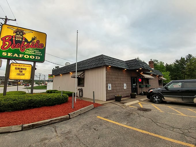 Beefside's straightforward sign tells you exactly what you're getting &ndash; serious burger business with no unnecessary frills.