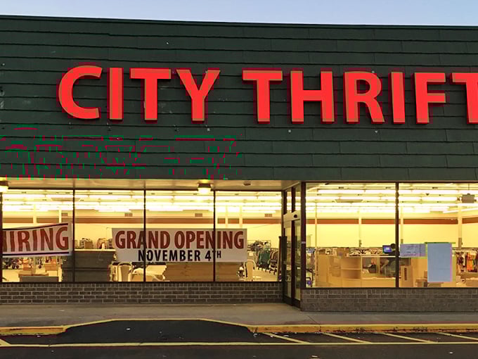 City Thrift's illuminated storefront glows with possibility, even announcing its grand opening to eager bargain hunters.