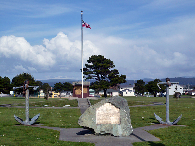 Coastal memorial honors those who served, while this peaceful town serves retirees seeking affordable oceanfront living.