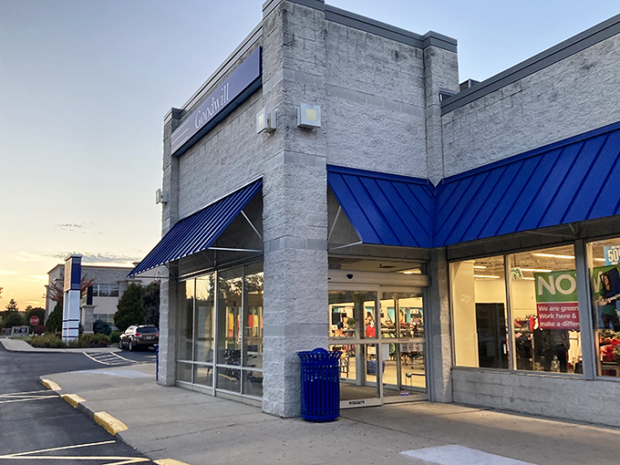 Goodwill's signature blue awnings shelter a world of affordable possibilities. Where $25 transforms into an entire wardrobe.