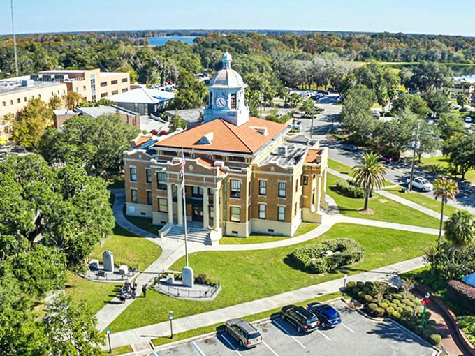 Inverness' historic downtown features the iconic courthouse clock tower, visible from nearly anywhere in this lakeside community.