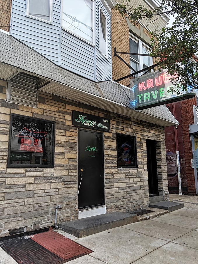Krug's Tavern's vintage neon sign has been guiding hungry patrons to burger bliss for generations.