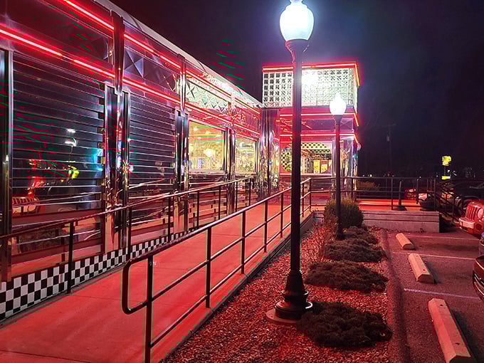 When a diner shines this bright at dusk, you know the coffee inside is strong and the pie is fresh.