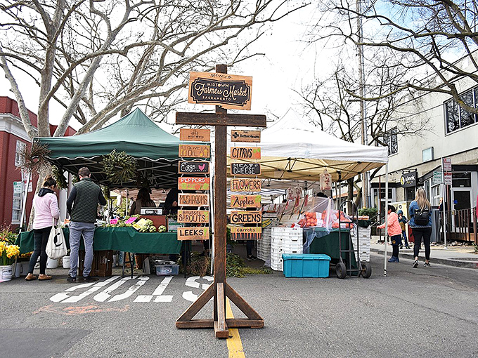 Sacramento's Midtown market's colorful signpost points the way to flavor adventures in every direction.