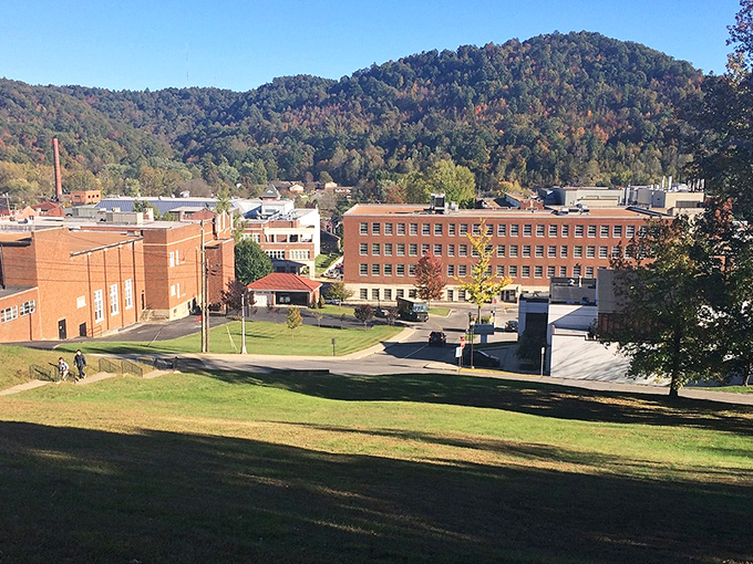 Morehead's hillside view showcases the town nestled among autumn-kissed mountains. A living landscape painting!
