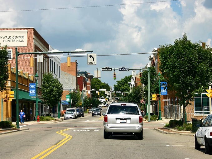 A car rumbles through the main street of Mount Vernon, connecting past to present. This river town's brick buildings have stories that could fill a history book.
