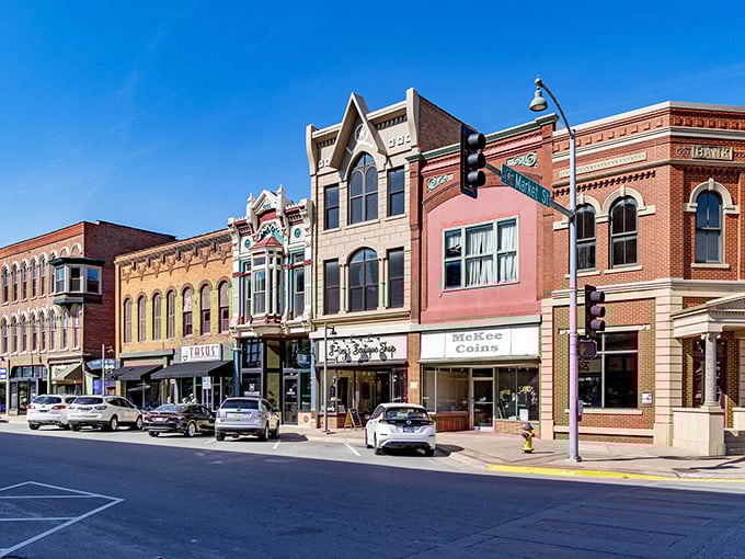 Oskaloosa's downtown square unfolds like a perfectly preserved time capsule. These buildings have witnessed more than a century of local gossip.