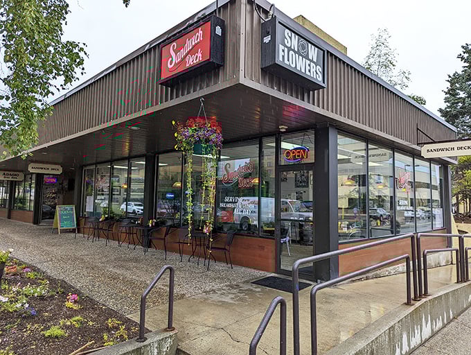 Sandwich Deck's corner spot with those huge windows &ndash; where sandwiches and people-watching create the perfect lunch combo.