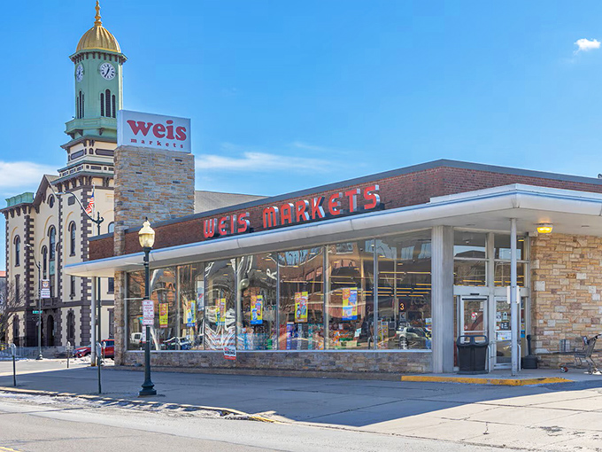 Sunbury's historic Weis Markets building stands proudly with its golden dome gleaming in the sunshine. A landmark grocery store where your Social Security dollars stretch as far as the blue Pennsylvania sky.