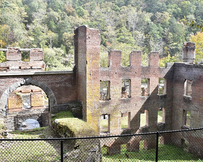 Historic mill ruins stand as silent sentinels at Sweetwater Creek. These weathered brick walls tell stories of Georgia's industrial past.
