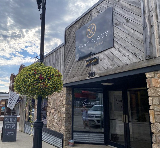 "That Place in Lead" &ndash; where rustic wood and stone create the perfect mountain town setting for donut indulgence.