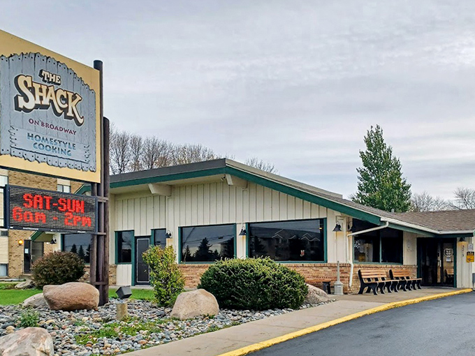 The Shack's rustic charm looks like it was plucked from a country road and placed in the heart of Fargo.