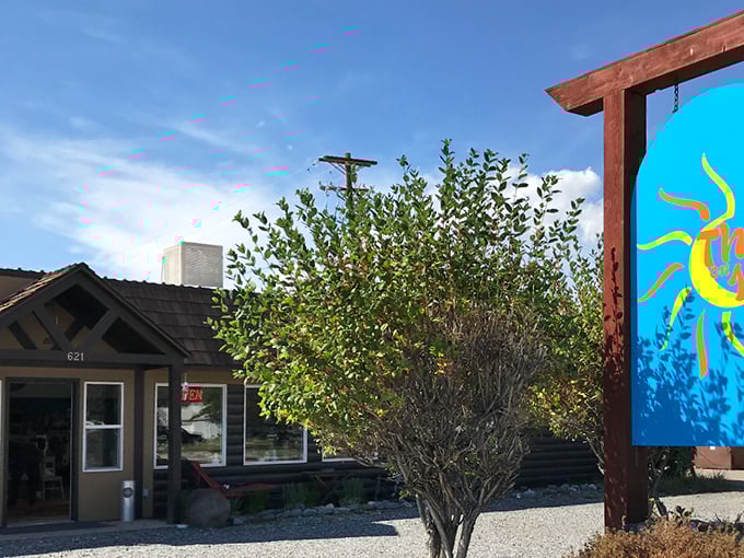 Thrift on 16th's cozy storefront, with its cheerful sun sign, promises bright bargains inside this Cody community favorite.