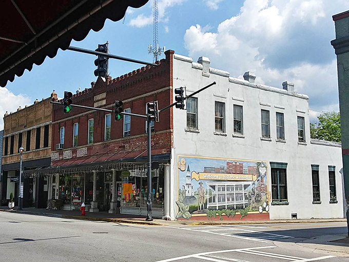 Washington's street corner mural tells stories the locals know by heart. Where traffic lights are just friendly suggestions to pause and chat.