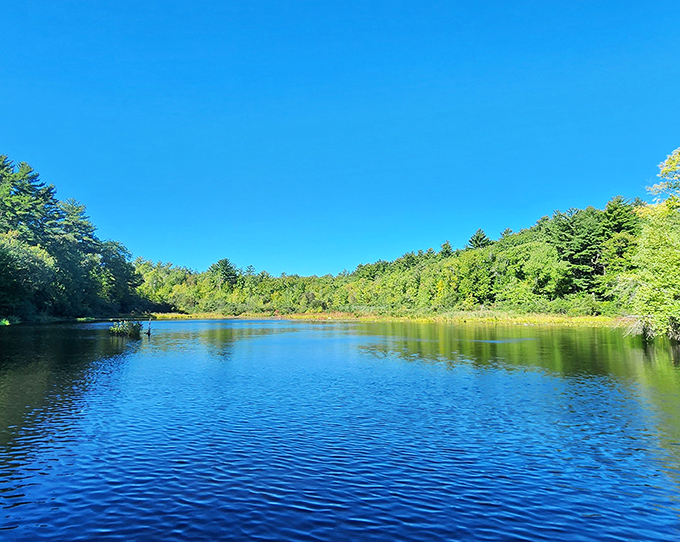 Mirror-calm waters reflecting perfect skies. Wompatuck's ponds offer meditation in liquid form.