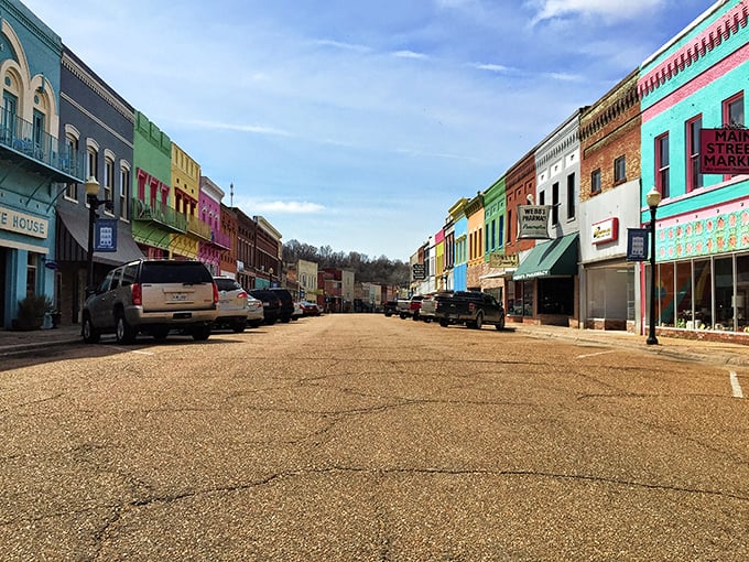 Yazoo City's historic district greets visitors with a rainbow of storefronts &ndash; like someone spilled a box of pastels across downtown.