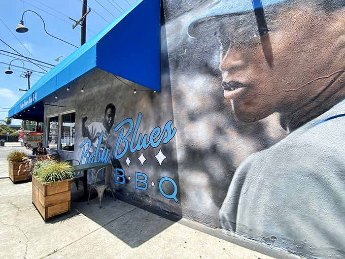 The artistic tribute to musical greatness sets the stage for barbecue that feeds both body and soul.