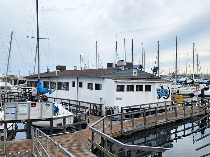 Dining on a dock of the bay! Chowder Barge's unique floating location adds a gentle rock to your chowder experience that no landlocked restaurant can match.