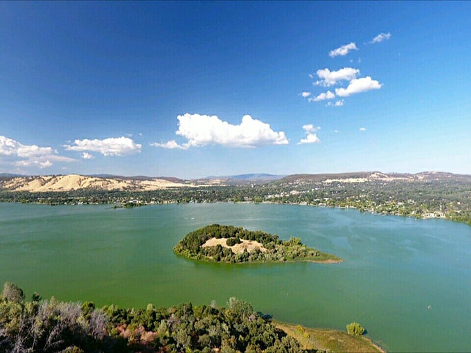 Northern California lake country where natural splendor meets grocery stores with genuinely reasonable pricing.