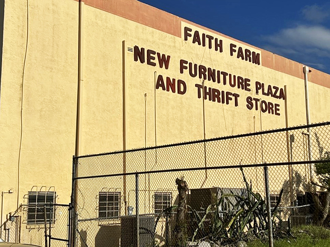 Behind that unassuming beige exterior lies a furniture wonderland &ndash; Faith Farm's massive space houses treasures for every room.