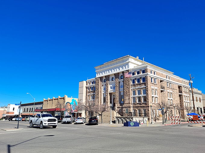 Downtown Globe's impressive courthouse building commands attention with its stately stone facade and classic Western architecture.